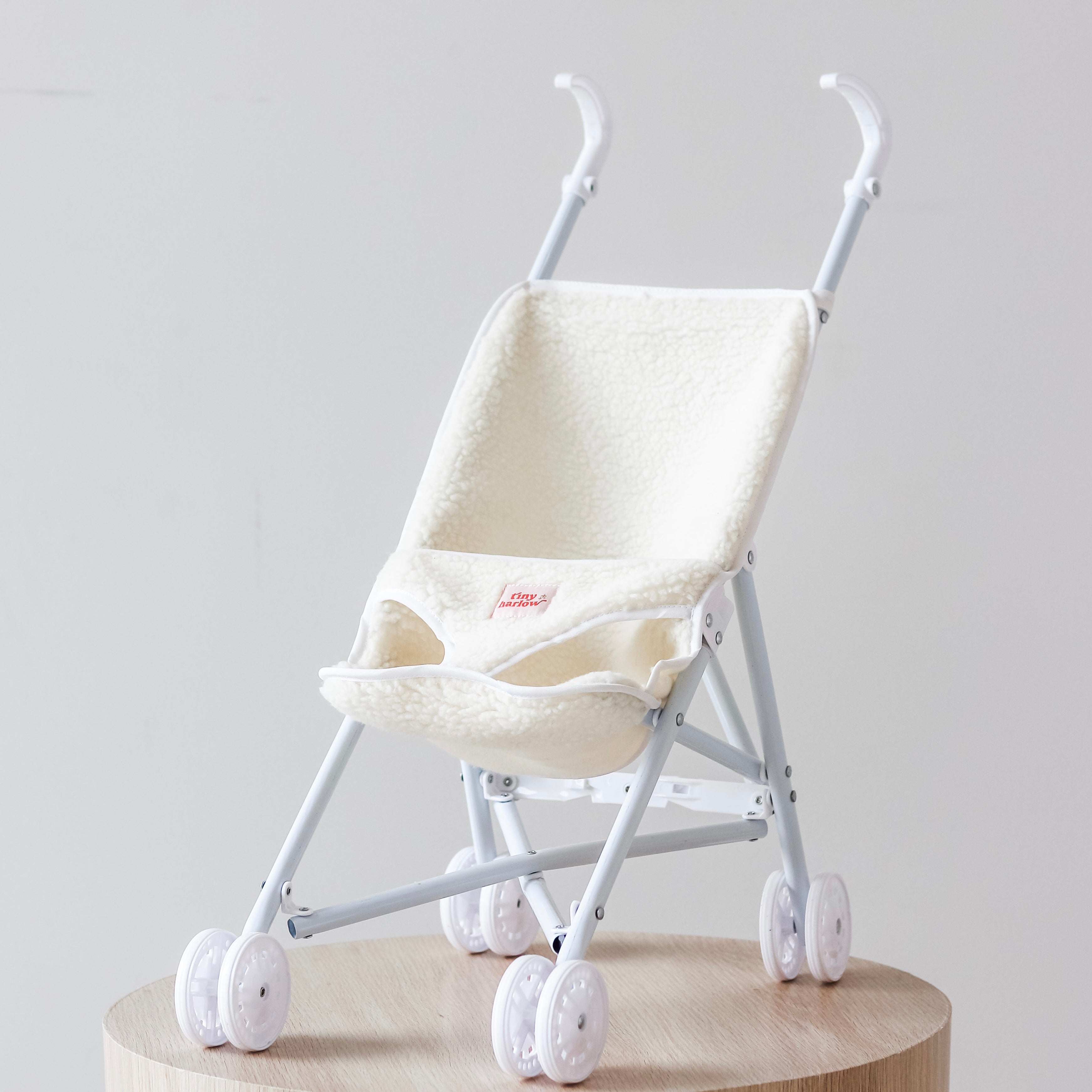 Tiny Harlow Folding Dolls Stroller- Cream Sherpa